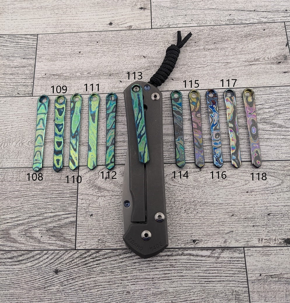 Chris Reeves Knives(CRK) Polished Timascus Pocket Clips 10-3-23 – Ripp ...